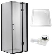 BPS-koupelny Čtvercový sprchový kout HYD-SK1390A 80x80 černá/transparent + vanička HYD-SSV-SXL02A bílá