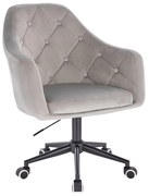 LuxuryForm DESIGN Otočné křeslo ANDORA VELUR na černé podstavě s kolečky - světle šedé