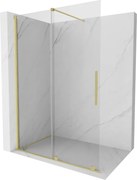 Mexen Velar, posuvné dveře do otvoru typ Walk-In 130 cm, 8mm čiré sklo, zlatá matná, 871-130-000-03-55
