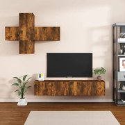 Fionshop 263587287 7dílný set Tv skříněk kouřový dub kompozitní dřevo
