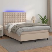 Box spring postel matrace a LED cappuccino 140x190cm umělá kůže 3135944