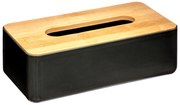 Box na kapesníky Natureo Black, 26x9x13 cm, černá/s dřevěnými prvky