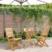 3dílný bistro set béžový polypropylen a masivní dřevo 3281795