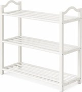 botník, 3 patra, kov/plast, 42x58x19 cm, bílá, Dekorino BB20260052