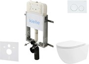kielle Genesis New - Set předstěnové instalace, klozetu Oudee, Vortex Rimless+, sedátka softclose a tlačítka Gemini New I, lesklá bílá 30528SZ28