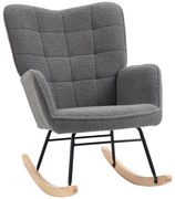 HOMCOM Houpací křeslo Houpací křeslo, akcentní křeslo, relaxační křeslo s berberským rounem, do 120 kg, tmavě šedé, 71x92x101 cm| Aosom