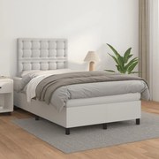 Box spring postel s matrací bílá 120x200 cm umělá kůže