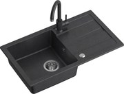 Černý kuchyňský granitový dřez QUADRON GO- MAX + BATERIE