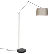 Moderní stojací lampa ocel s tmavě hnědým stínítkem 45 cm - Editor
