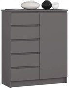 Komoda K80 1D 5SZ PK grafitová / šedá