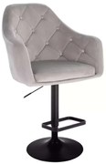 LuxuryForm DESIGN Barová židle ANDORA VELUR na černé kulaté podstavě - světle šedá