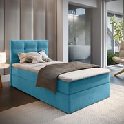 Čalouněná postel boxspring GLORIEN VELVET 100x200 cm modrá Matrace: Matrace Bonell pružinová