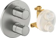 Duravit - Termostatická baterie pod omítku, pro 2 spotřebiče, s tělesem, kartáčovaný nerez TH4200008070