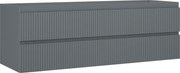 Mexen Rivel, koupelnová skříňka pod umyvadlo 140 cm, 2 zásuvky, drážkovaná, grafitová matná, 91A20-14047-2-BFF66
