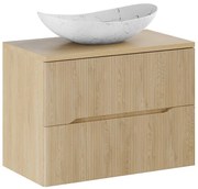 Závěsná skříňka Nordic Lena s deskou a umyvadlem 80 cm dub cremona