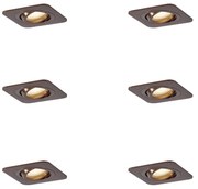 Sada 6 kulatých zapuštěných bodových svítidel tmavě bronzová GU10 50mm IP44 - Alberto