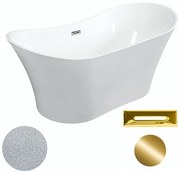Besco Akrylátová volně stojící vana Amber Glam S 170x80 Barva: Bílá/stříbrná, Rozměry (cm): 170x80, Typ a barva výpustě: Click-Clack s přepadem, zlatá