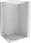 Mexen Lunar, L pravý půlkruhový sprchový kout 100 x 80 cm, 8mm čiré sklo, profil měděná matná, 833L-100P-080L-65-00