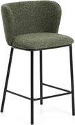 Tmavě zelená čalouněná barová židle (výška sedáku 65 cm) Ciselia – Kave Home