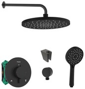 SANITINO - Sprchový set s termostatem a tělesem pod omítku Hansgrohe, příslušenství kielle, matná černá SANI21HKK412