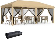 Skládací pop-up altán Outsunny 6x3 m se 6 bočními stěnami síťoviny, UV ochrana a taška na přenášení pro kempování | Aosom