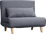 HOMCOM Jednolůžková rozkládací pohovka s nastavitelným opěradlem Nordic Skandinávská 25D pěna domácký len imitace borovice šedá 94 x 78 x 80 cm | Aoso