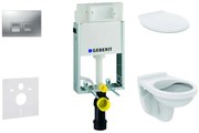 Geberit Kombifix - Set předstěnové instalace, klozet Alpha se sedátkem, tlačítko Delta35, matný chrom 110.100.00.1 NR6