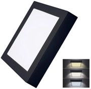 Solight LED mini panel CCT, přisazený, 18W, 1530lm, 3000K, 4000K, 6000K, čtvercový, černá barva