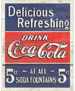 Plechová cedule Coca Cola - Delicious 5 Cents 32 cm x 40 cm