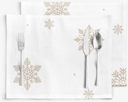 Goldea prostírání na stůl 100% bavlněné plátno - sněhové vločky na bílé - sada 2ks 30 x 40 cm