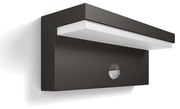 Philips myGarden - Nástěnné venkovní LED svítidlo 22x8 cm, 2700 K, 4,5 W, se senzorem, antracit 915005378401