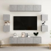 8dílný set TV skříněk betonově šedý dřevotříska 3079068