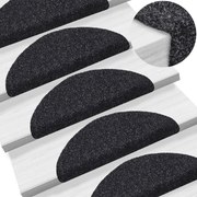 Schodové rohože samolepicí 15 ks 56 x 17 x 3 cm černé, půlkulaté 132692