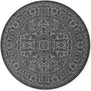 NORTHRUGS, Kusový koberec Duet Kona 106248 Black/White kruh - na ven i na doma, 160x160 (průměr) kruh, černobílá, chodba / předsíň