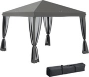 Pavilon Outsunny 3x3m, voděodolný robustní zimní skládací pavilon s UV ochranou, skládací zahradní stan s 4 bočními panely, taška pro kempování, světl