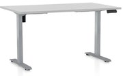 Výškově nastavitelný stůl OfficeTech B, 140 x 80 cm, šedá podnož, světle šedá