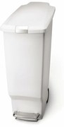 Úzký pedálový koš 40 l, bílý plast, bílá