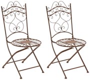 Kovová židle skládací Indra (SET 2 ks) - Hnědá antik