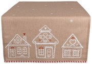 Hnědý běhoun s perníkovými chaloupkami Gingerbread Bliss - 50*140 cm