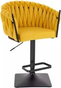 LuxuryForm DESIGN Barová židle NORDEN VELUR na černé hranaté podstavě - žlutá