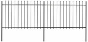 Zahradní plot s kopím nahoře ocelový 337 x 120 cm černý 277621