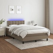 Box Spring Postel S Matrací A Led Textil Taupe tlačítka 120 x 200 cm
