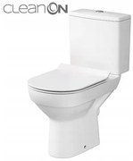 Cersanit City New CleanOn, kombi wc se splachováním 3/5l, horizontální odtok + antibakteriální toaletní sedátko z duroplastu, bílá, K35-037