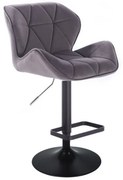 LuxuryForm DESIGN Barová židle MILANO VELUR na černé kulaté podstavě - tmavě šedá