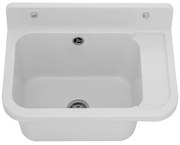 Sink Quality Universe, univerzální plastová výlevka 50x34x31 cm + sifon, 1-komorová, bílá, SKQ-KGK50-WH