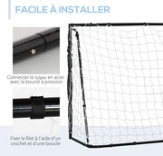 HOMCOM Fotbalová branka - Fotbalová branka - Tréninková branka rozměry 186Š x 62H x 123V cm - kovový rám s PE sítí - kolíky a nástroj zahrnuty - černá