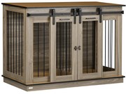 PawHut klec pro psy plochá, 120L x 60W x 88,5H cm, se 2 dvířky, klec pro domácí mazlíčky, psí bouda pro středně velké psy, psí box, psí bouda, dub | …