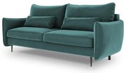 Sametová rozkládací/s úložným prostorem pohovka v petrolejové barvě 222 cm Vermont - II. jakost – Cosmopolitan Design