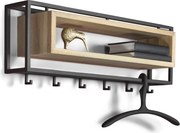 Černý/v přírodní barvě kovový nástěnný věšák s poličkou 78 cm School – Spinder Design
