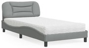 Postel s matrací Hvar světle šedá 100 x 200 cm textil 3208513